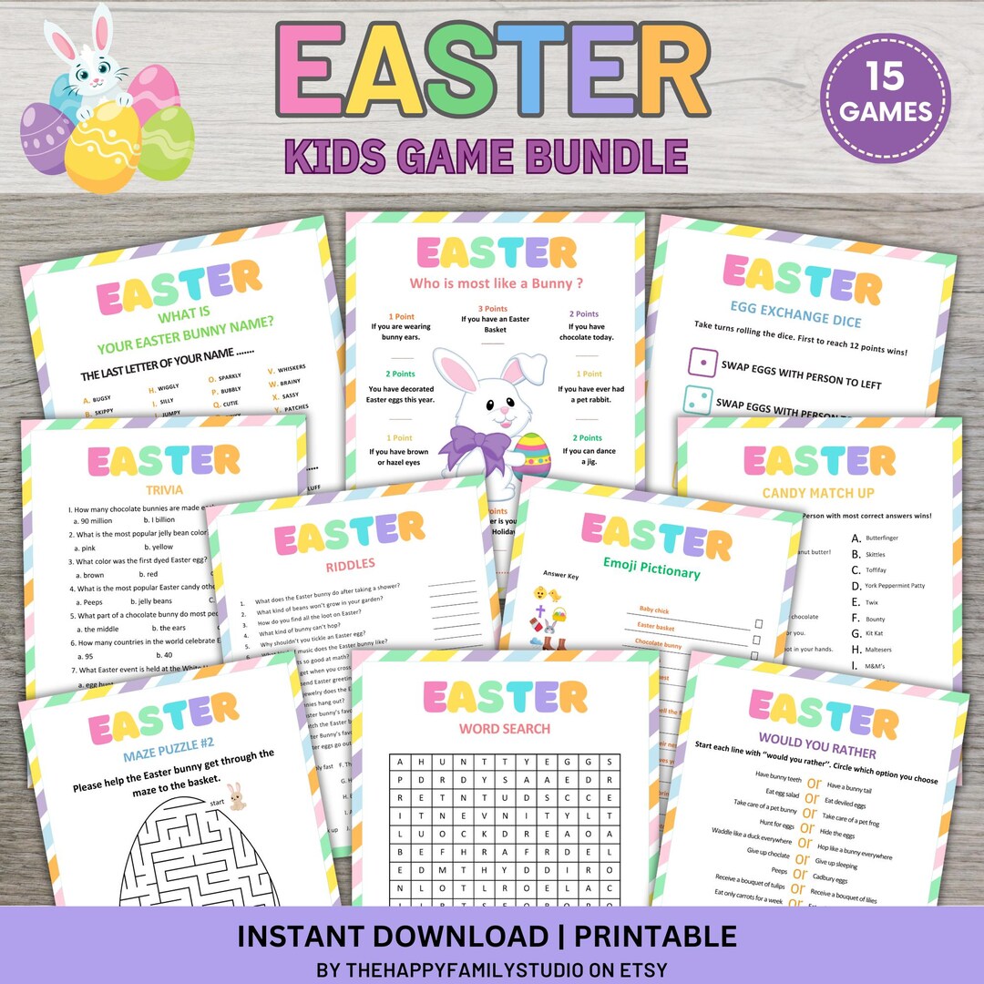 Easter Party Games Bundle, Easter Classroom Activities for Kids&adults ...