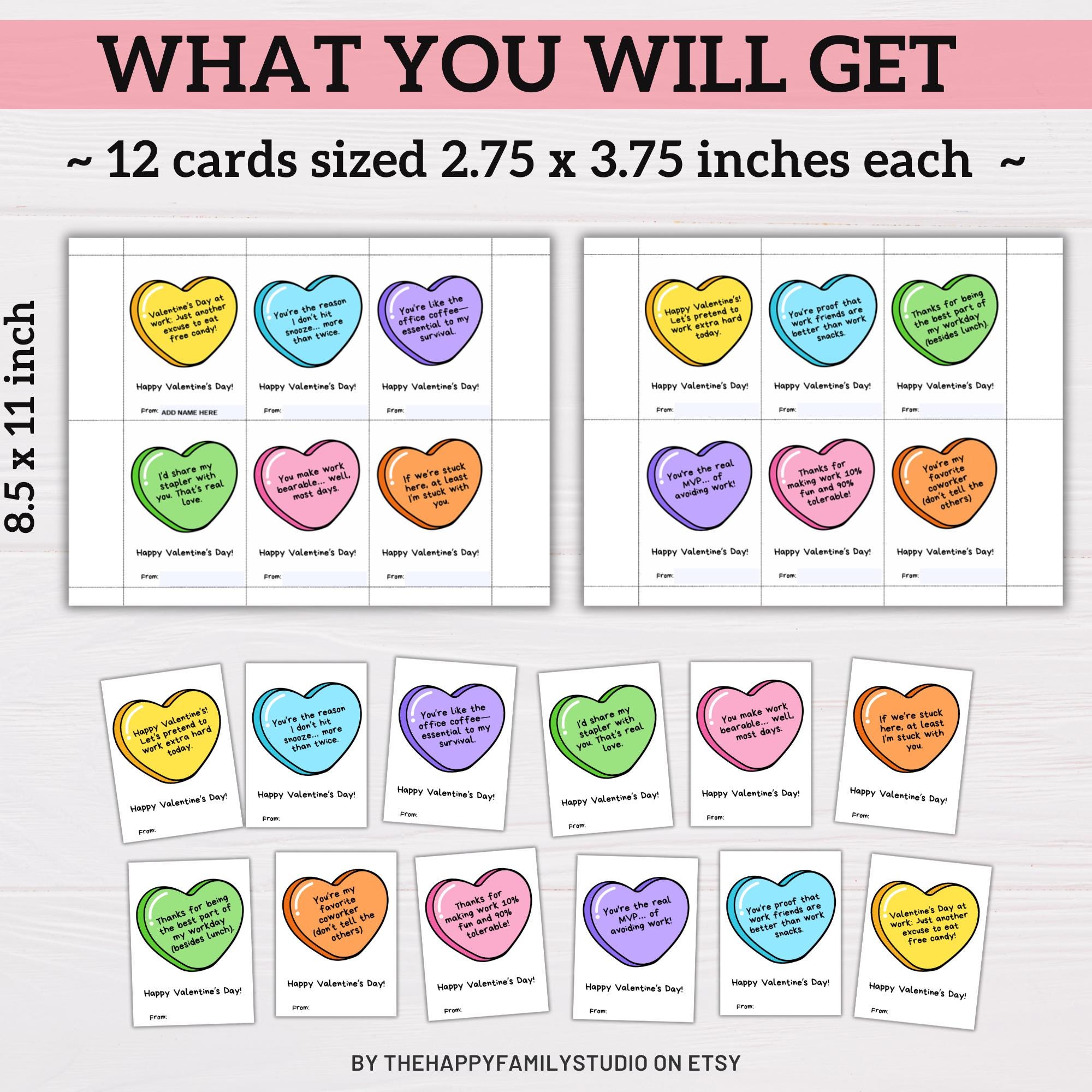 Funny Coworker Valentines Cards, Candy Hearts Cards, Office Valentine's ...