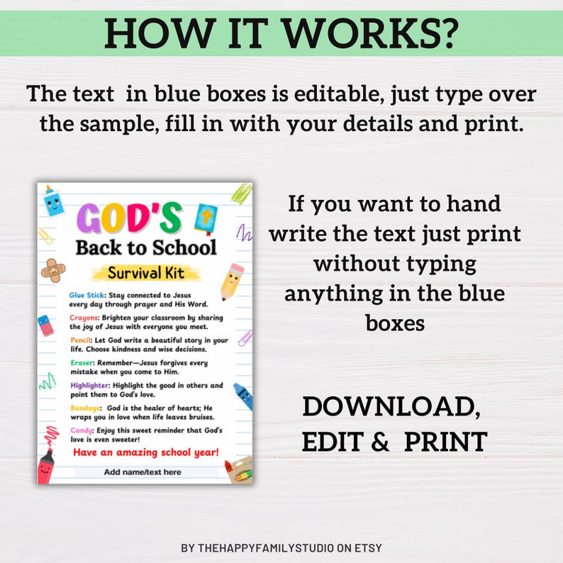 God's Back to School Survival Kit, First Day School Blessing Kit ...