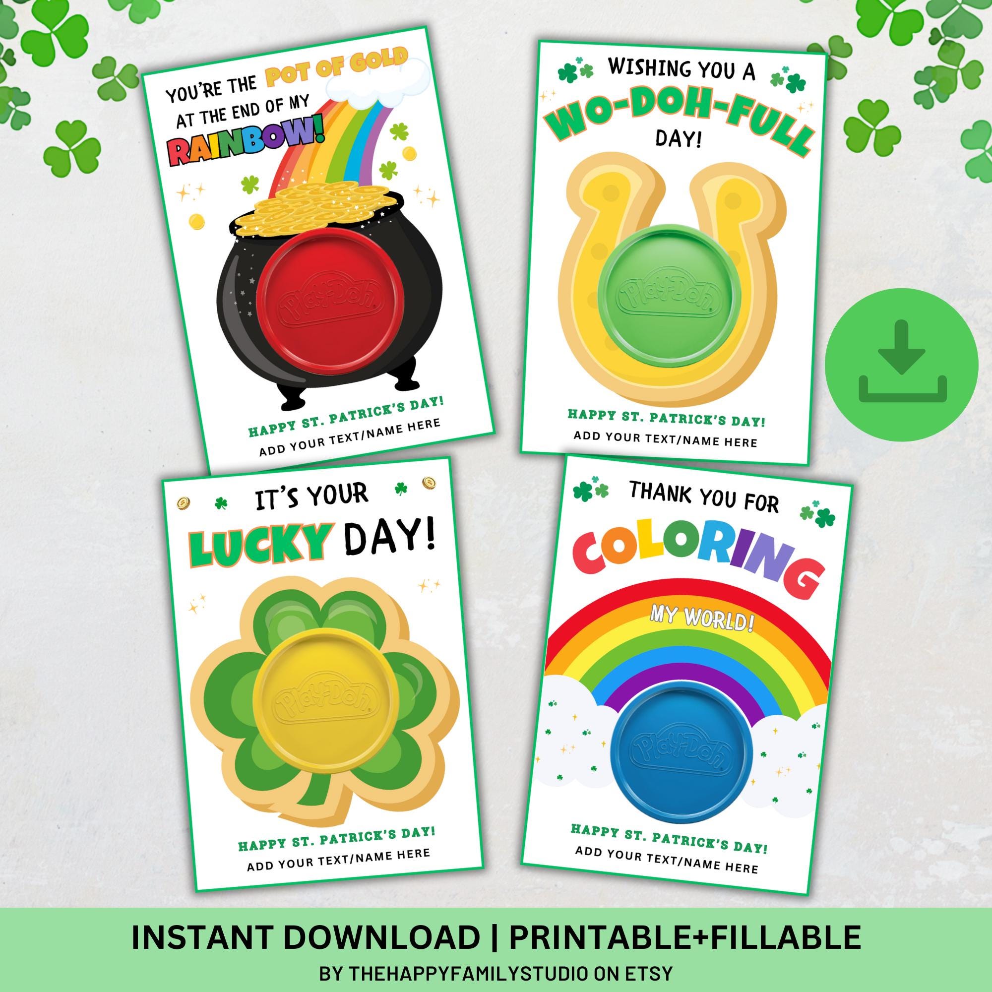 St. Patrick's Day Play Doh Cards: Printable Kids Gifts (digital ...