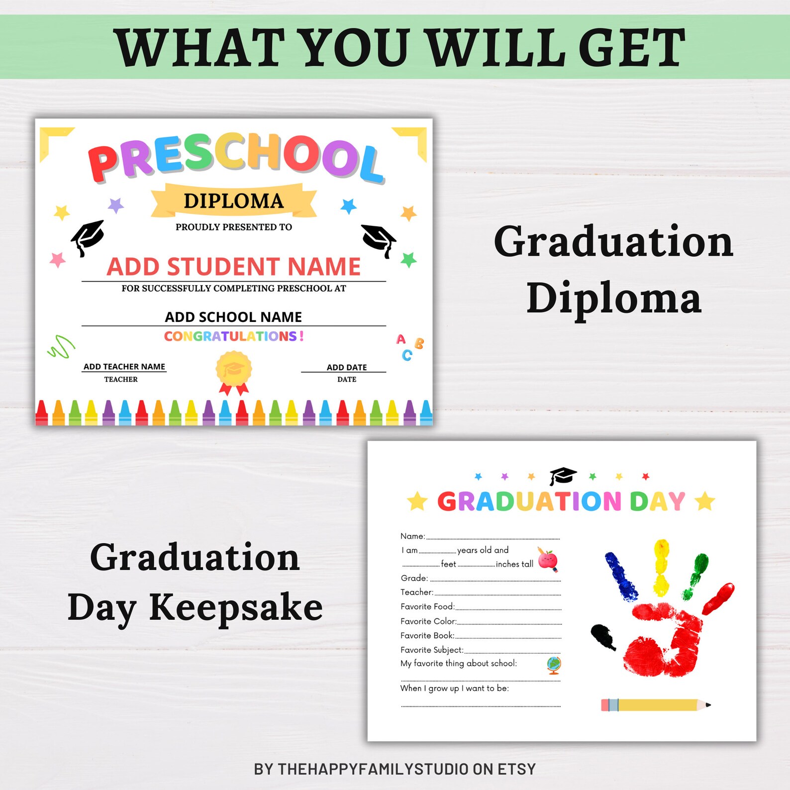 Preschool Graduation Bundle, Graduation Invitation, Graduation Program ...