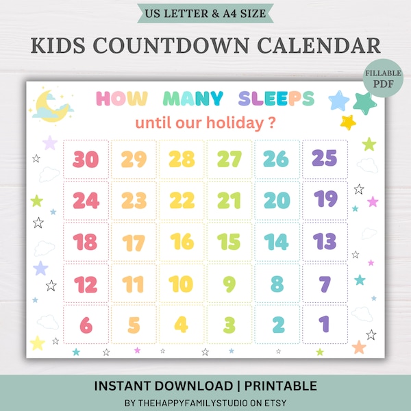 Birthday Countdown Calendar for Kids - Etsy