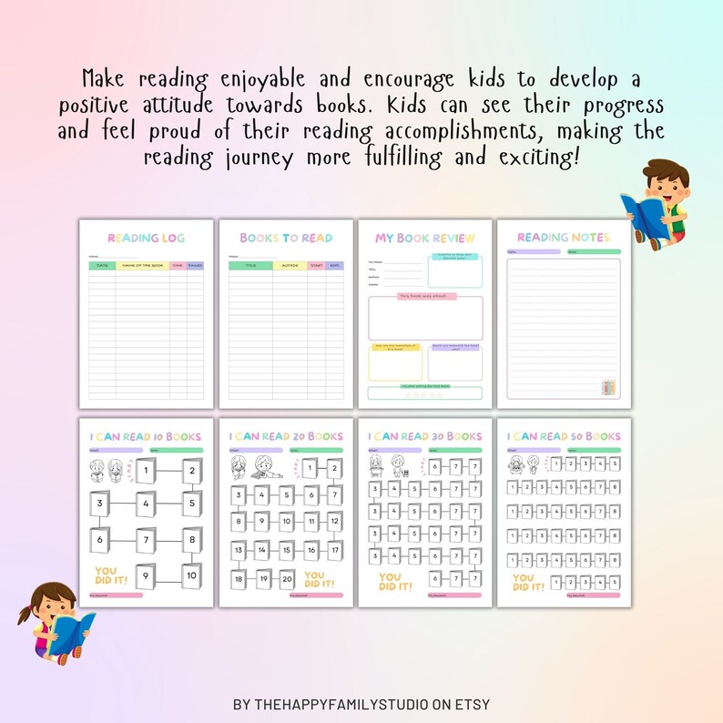 Kids Reading Journal Printable Bookshelf Reading Tracker - Etsy UK