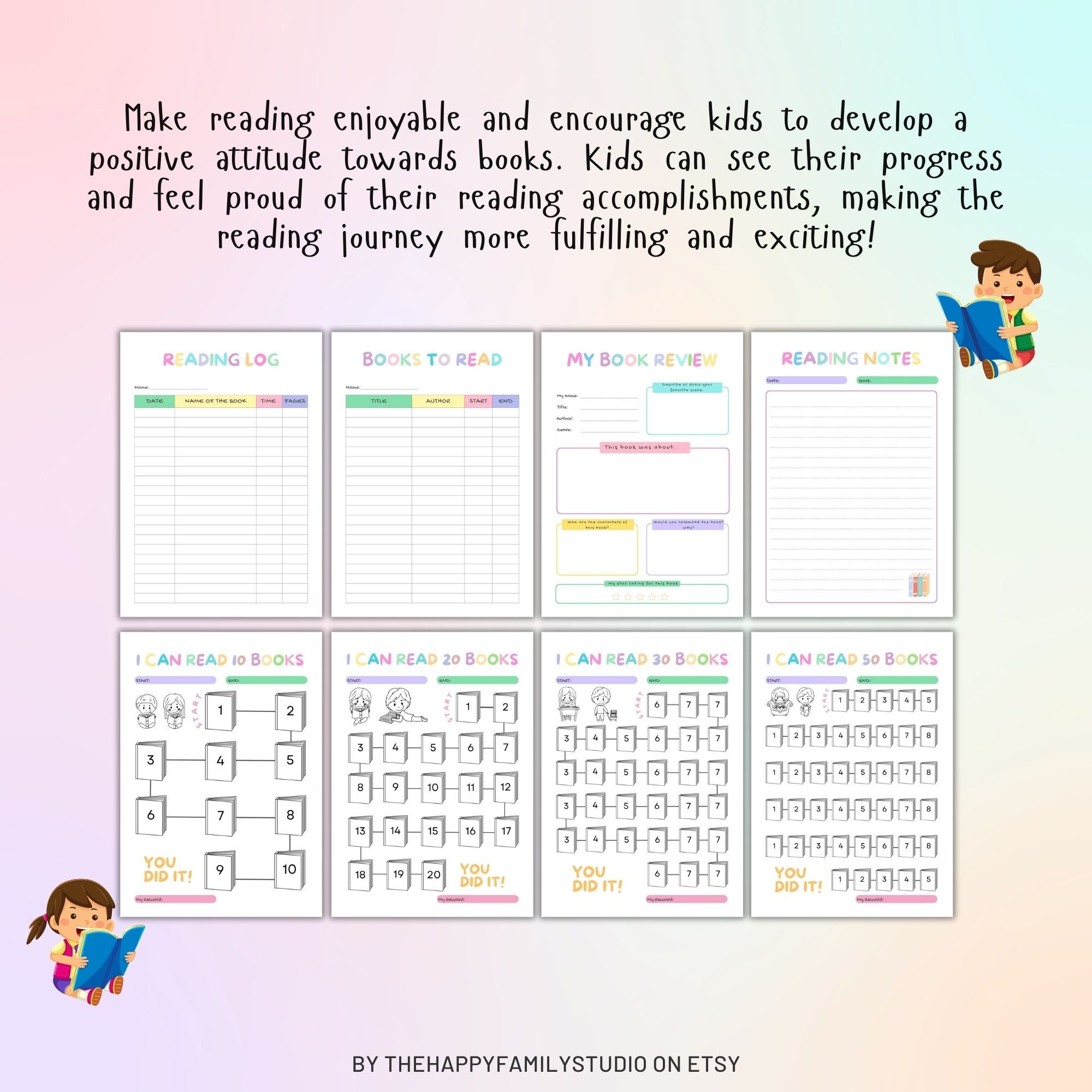 Kids Reading Journal Printable Bookshelf Reading Tracker - Etsy UK