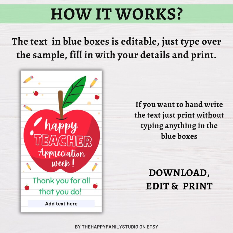 Printable Teacher Appreciation Week Tag, Apple Teacher Appreciation ...