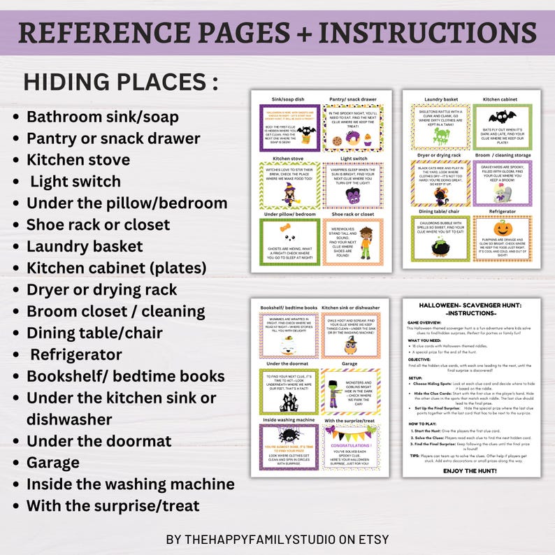 Halloween Scavenger Hunt, Treasure Hunt Clues, Halloween Games for Kids ...