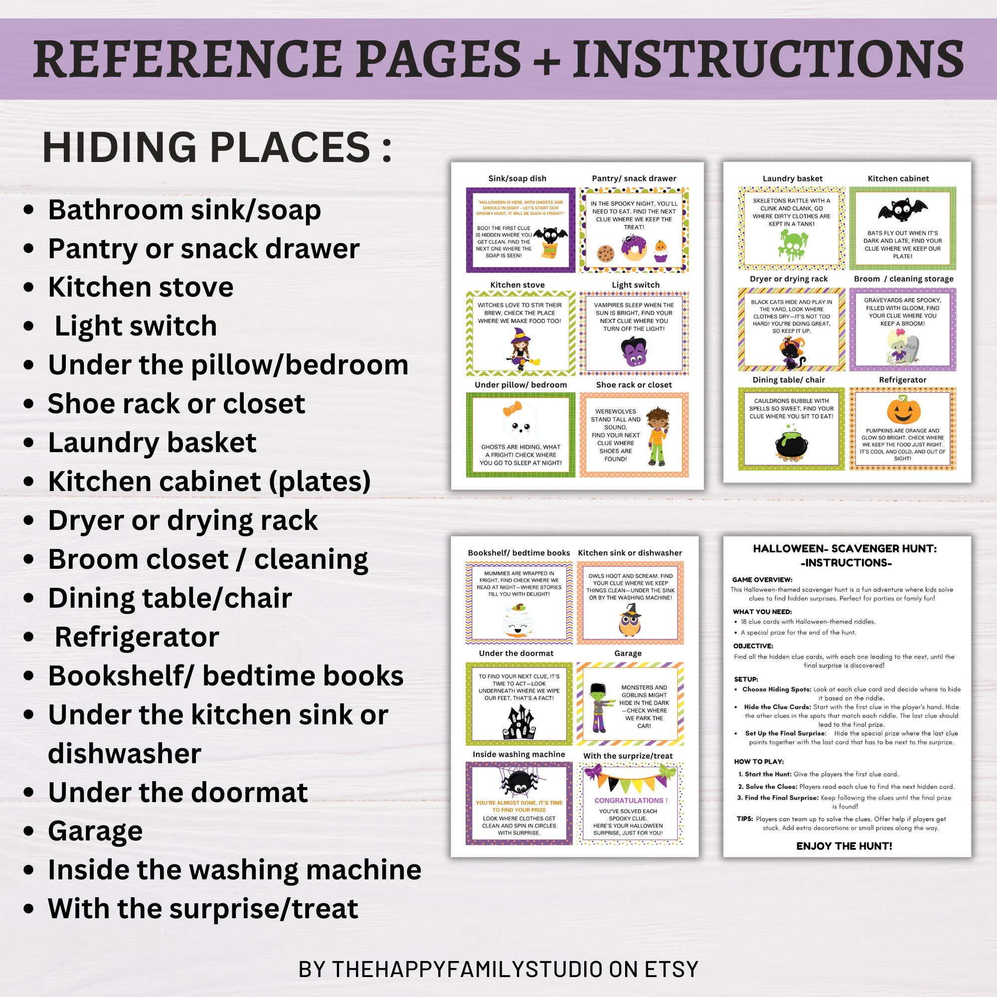 Halloween Scavenger Hunt, Treasure Hunt Clues, Halloween Games for Kids ...