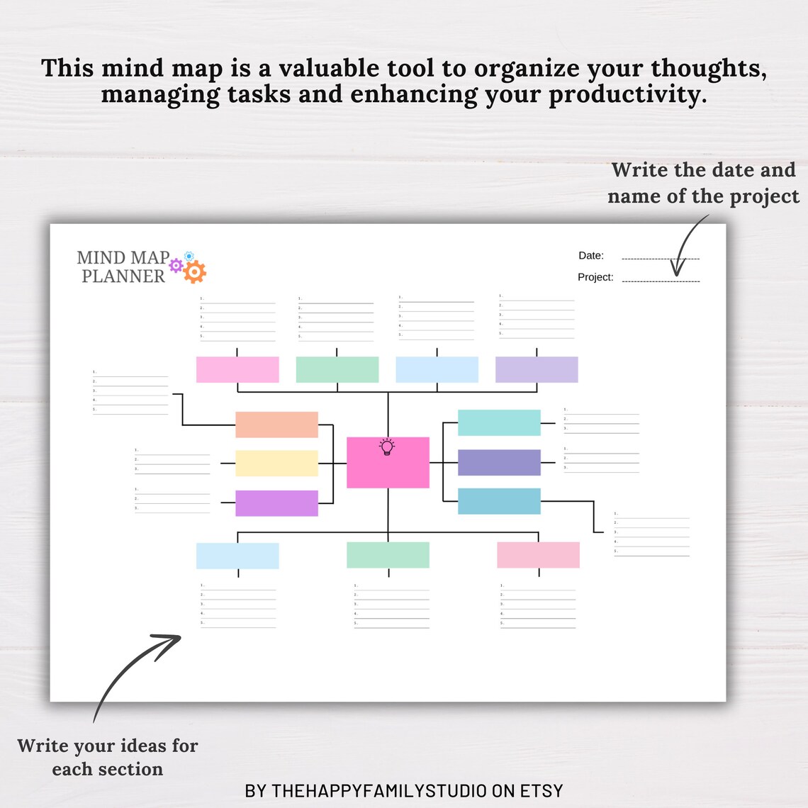 Printable Mind Map Planner, Mind Map Template, Mind Map Diagram, Brain ...
