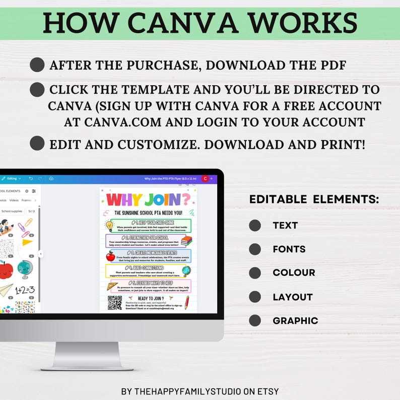 Editable PTO PTA Flyer Template: School Volunteer Recruitment (canva ...