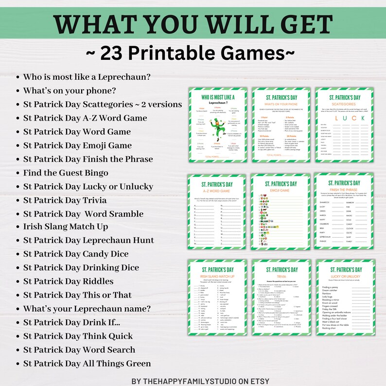 St Patricks Day Game Bundle, St. Patrick's Day Party Games for Adults ...