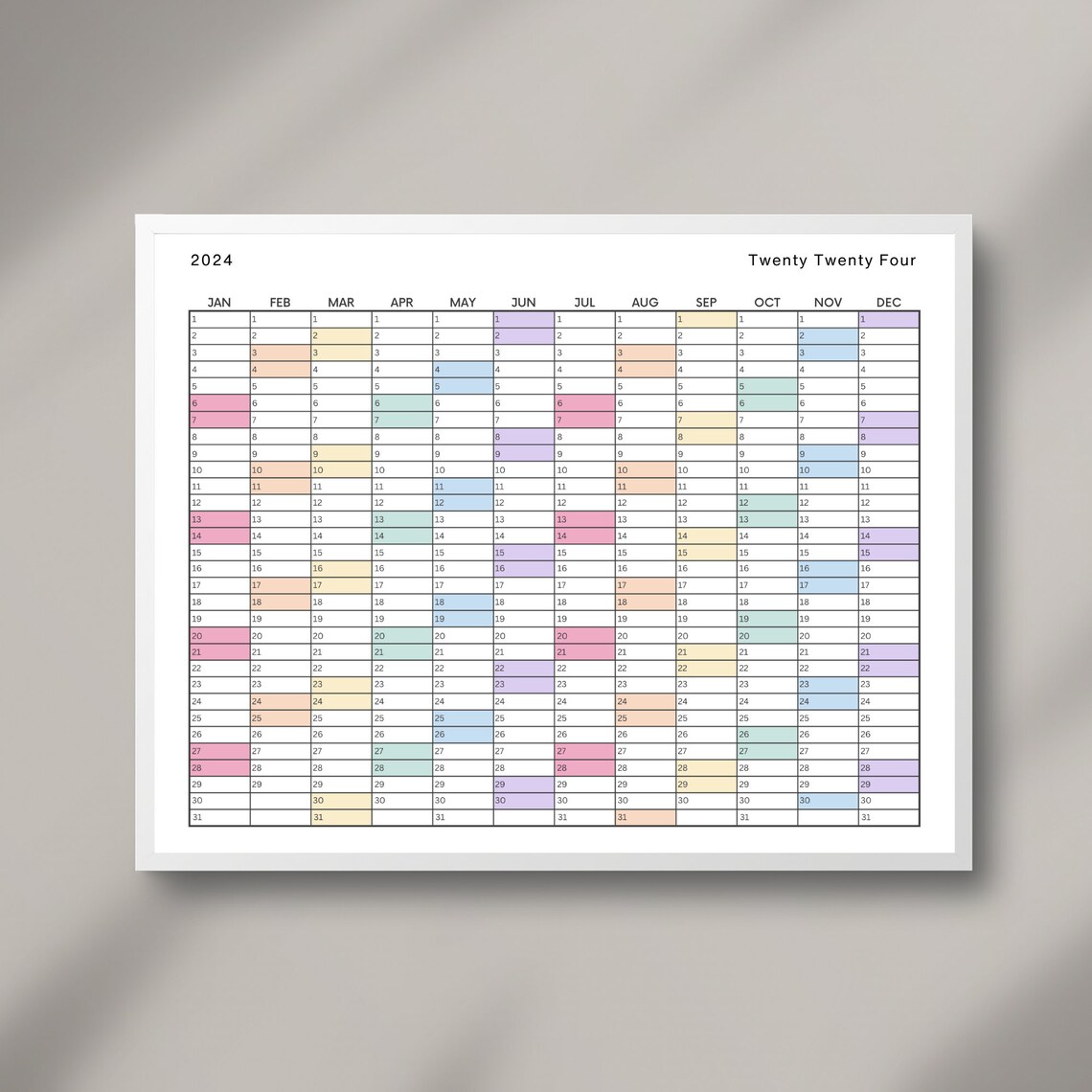 2024 Full Year Planner Landscape, 2024 Wall Planner Calendar, Large ...