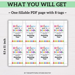 Welcome Back to School Gift Tag, Printable Notebook First Day of School ...