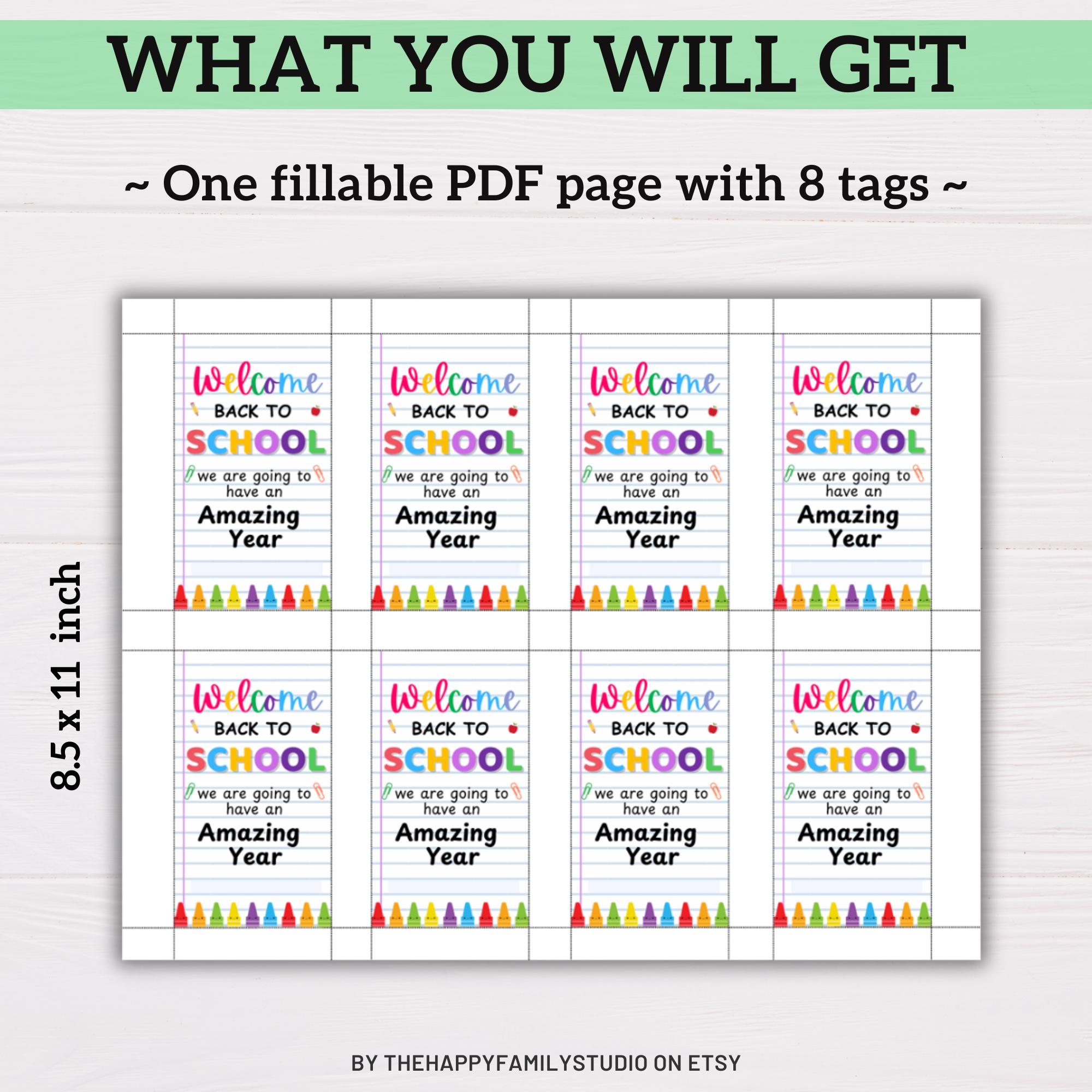 Welcome Back to School Gift Tag, Printable Notebook First Day of School ...