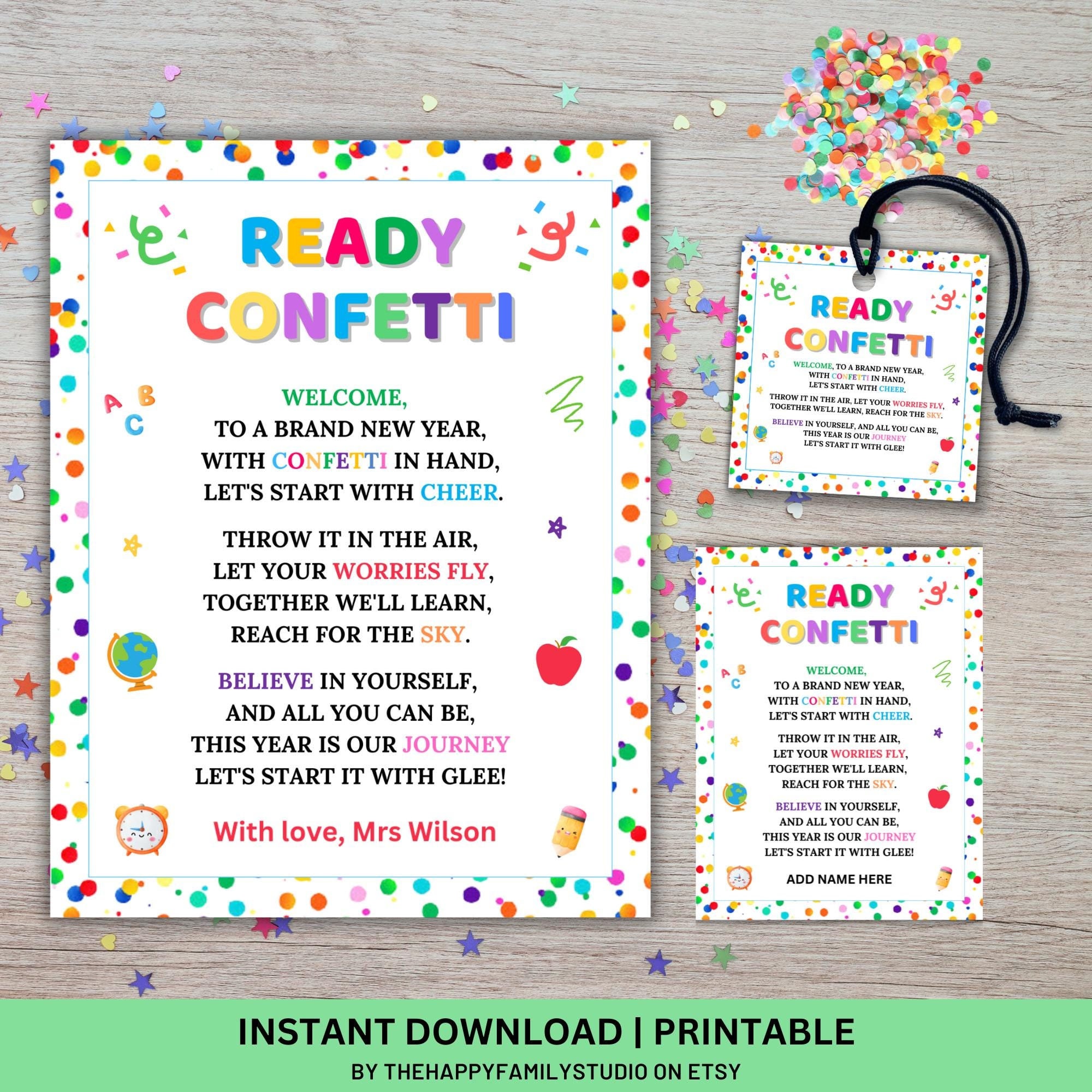 Ready Confetti Back to School, Ready Confetti Poem, First Day Jitters ...