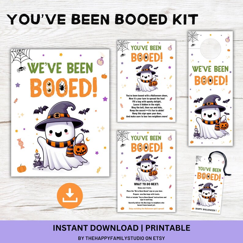 You've Been Booed Printable Halloween Kit, Boo Sign and Poem, Door ...