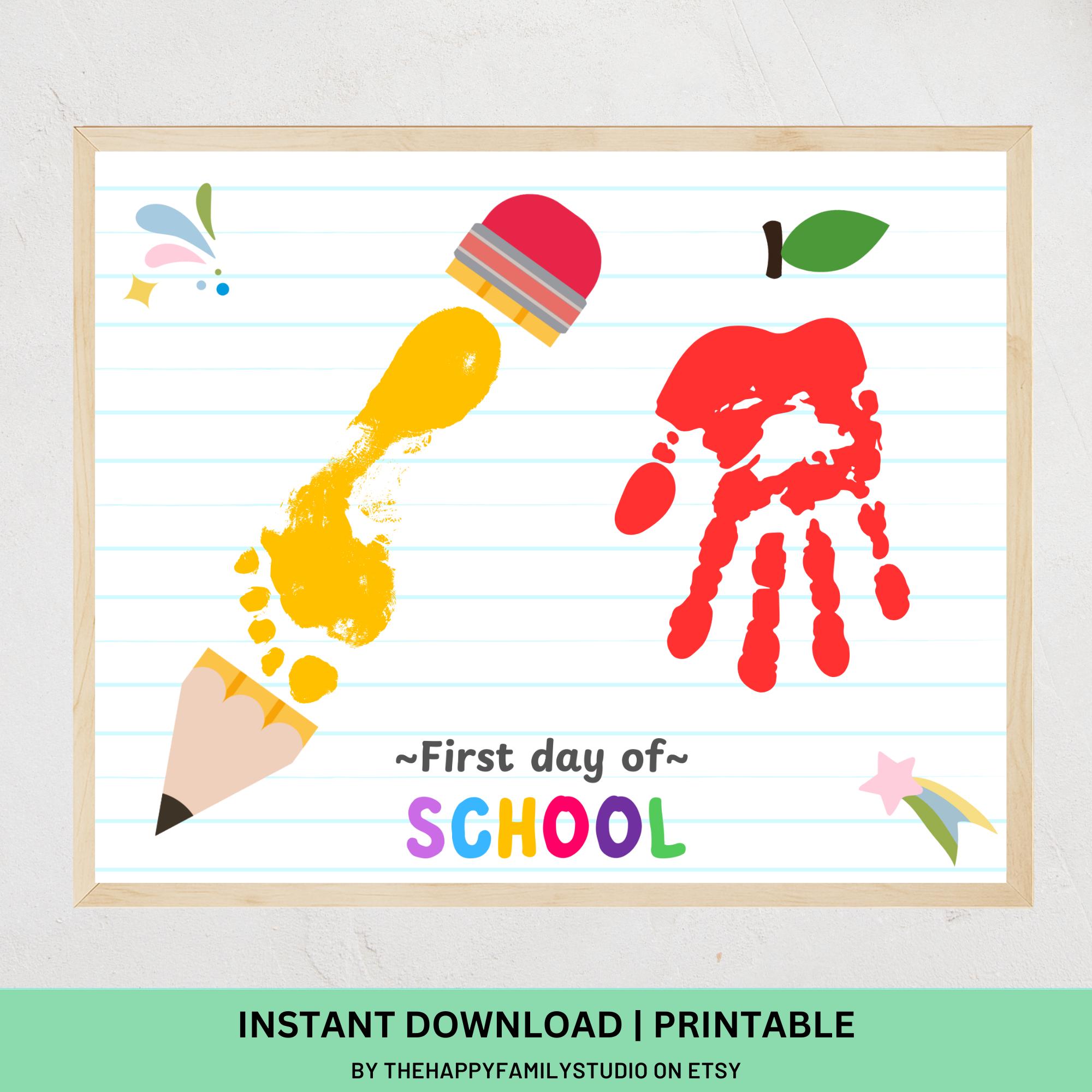 First Day of School Handprint and Footprint Art, Back to School ...