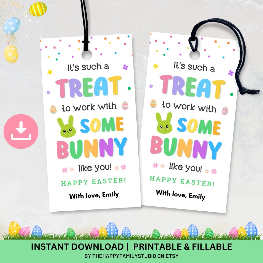 Easter Coworker Appreciation Tags: Treat Bunny Gift (digital Download ...