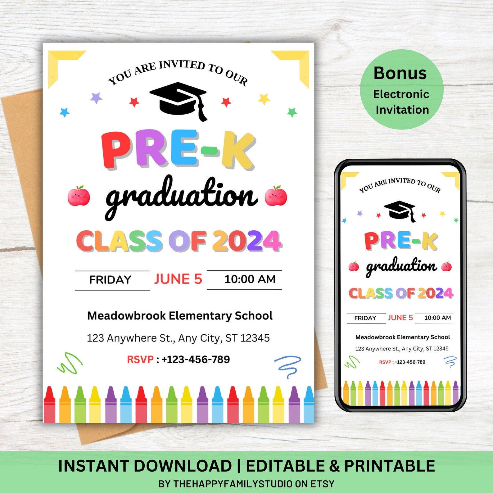 Editable Pre-k Graduation Invitation, Graduation Ceremony, Pre-k ...