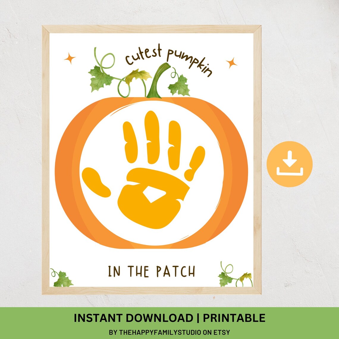 Autumn Pumpkin Handprint Art, Fall Handprint Keepsake, DIY Fall ...