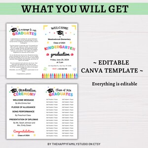 Editable Kindergarten Graduation Program, Graduation Ceremony Template ...