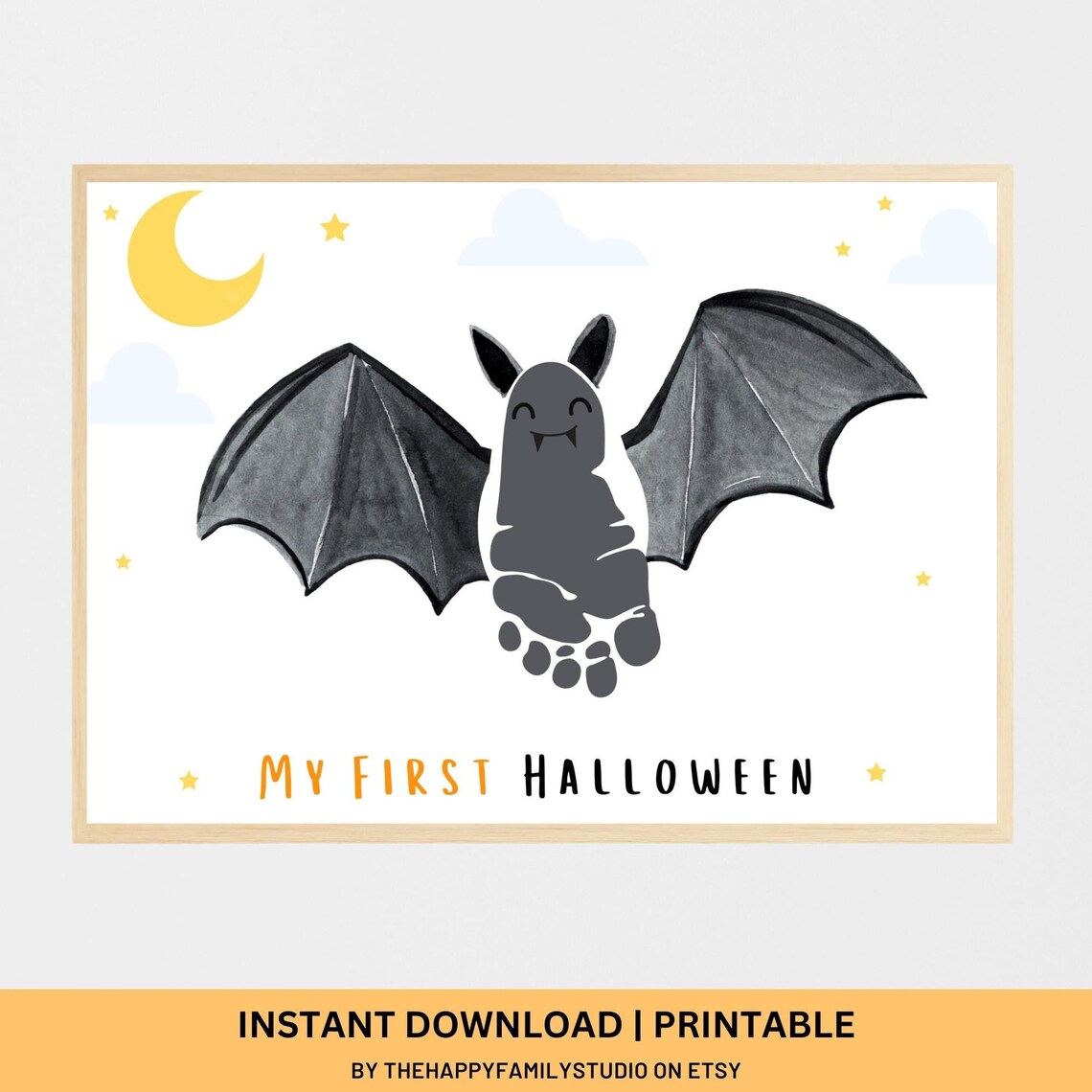 Halloween Handprint Art, Bat Handprint Craft, Halloween Footprint Craft ...