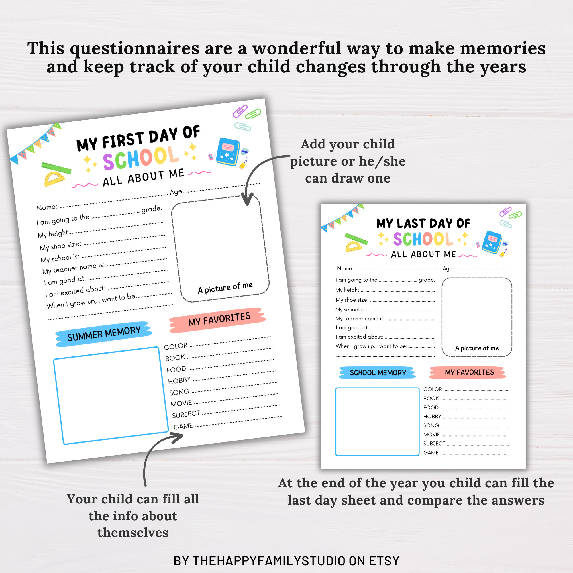 First and Last Day of School Interview, Back to School Questionnaire ...