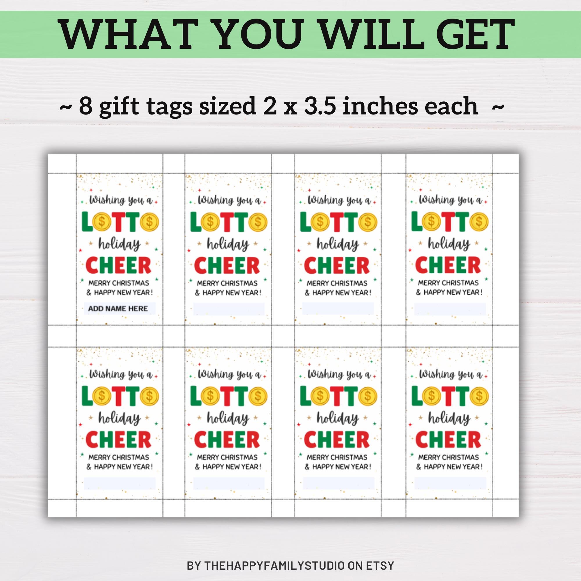 Lotto Gift Tags Christmas, Wishing You A Lotto Holiday Cheer, Merry ...