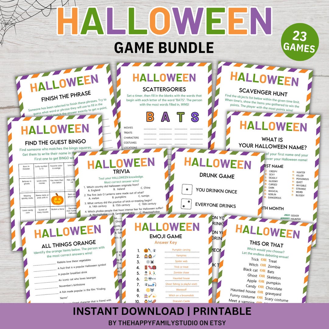 Printable Halloween Games Bundle: Family Party Activities (digital ...