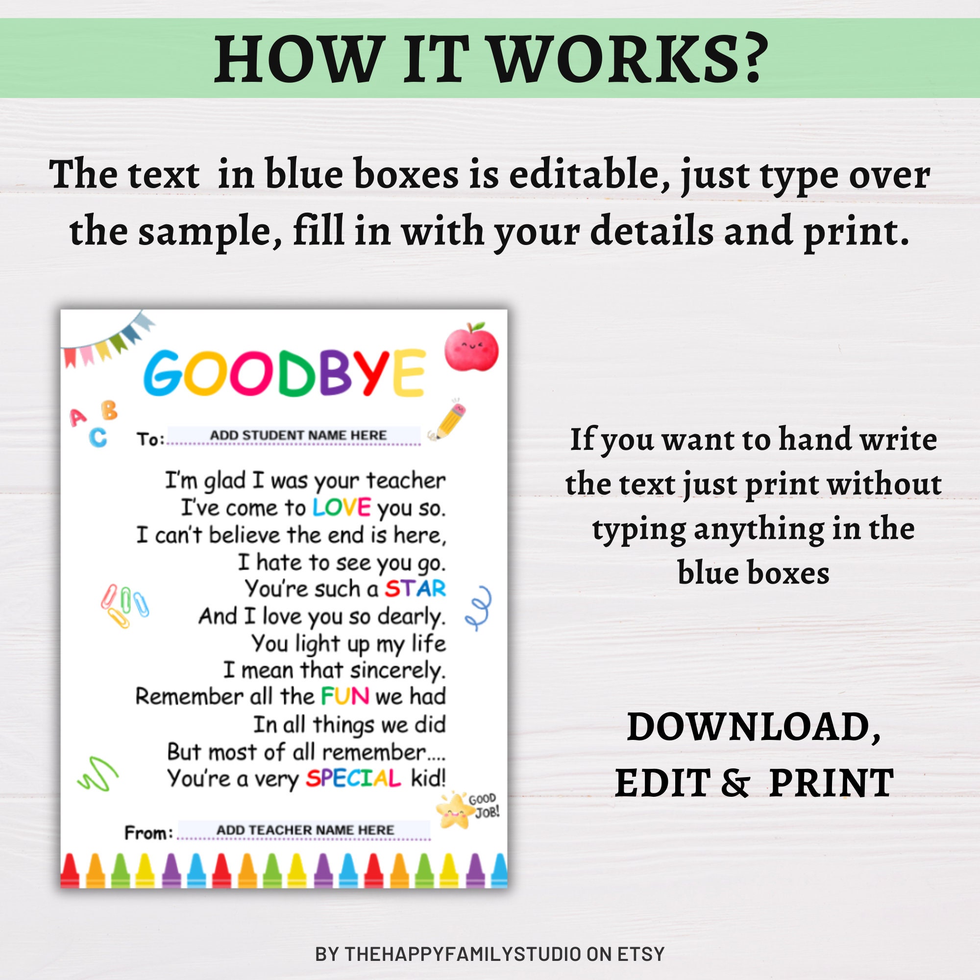 Printable End of School Year Letter for Students, Poem Gift From ...