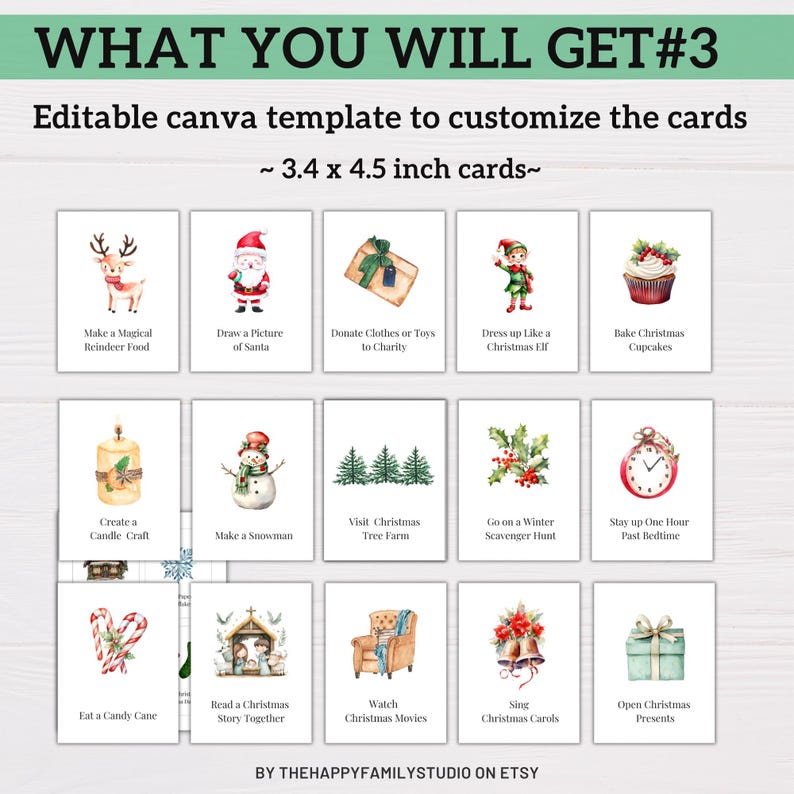 Editable Advent Calendar Activity Cards, Christmas Countdown, Kids ...