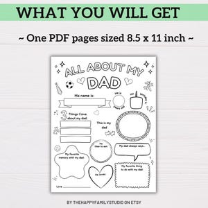 All About My Dad Printable Card, Fathers Day Questionnaire Fill in ...