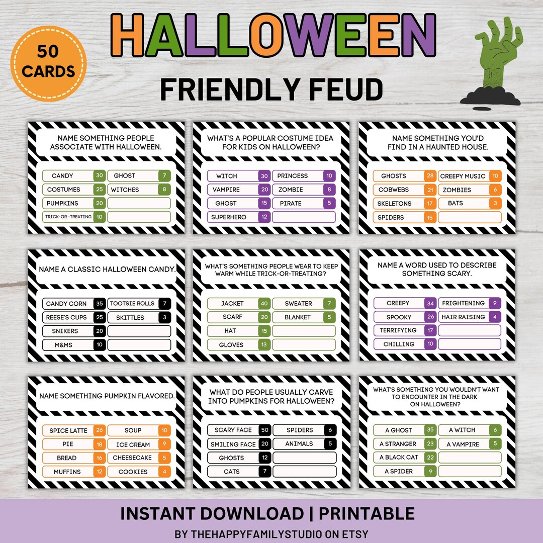 Halloween Friendly Feud Game, Halloween Party Game for Adults & Kids ...