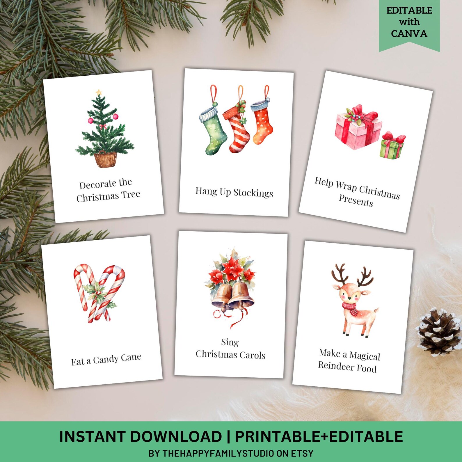 Editable Advent Calendar Activity Cards, Christmas Countdown, Kids ...