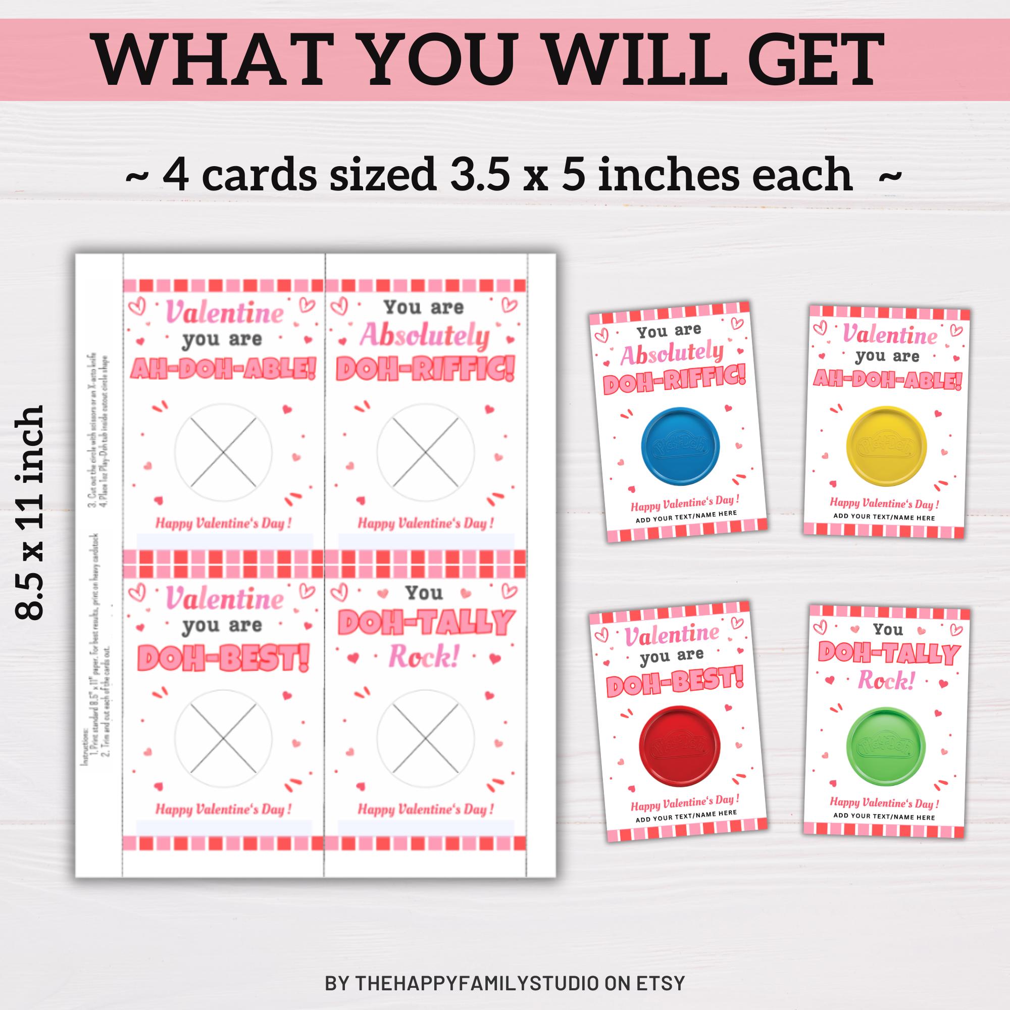 Printable Playdoh Valentine Cards, Classroom Valentines Cards, Non ...