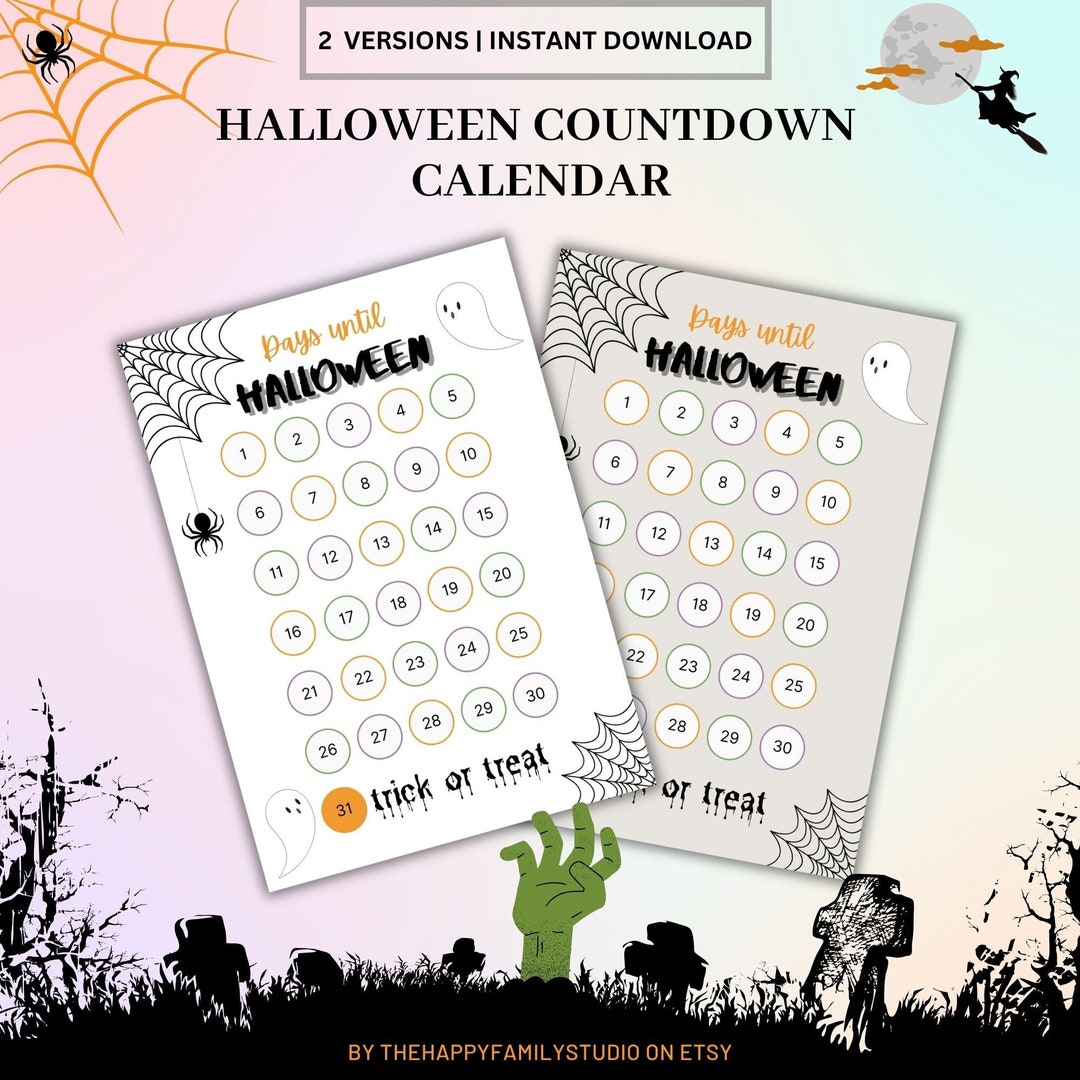 Halloween Countdown Calendar for Kids Days Until Halloween - Etsy