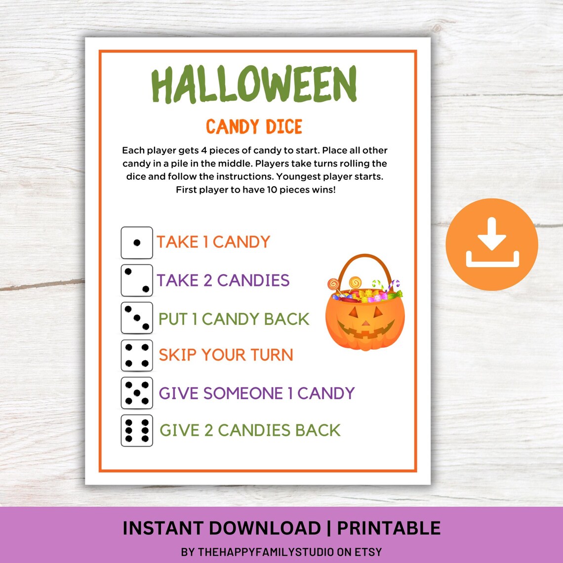 Halloween Candy Dice Game, Halloween School Classroom Games, Halloween ...