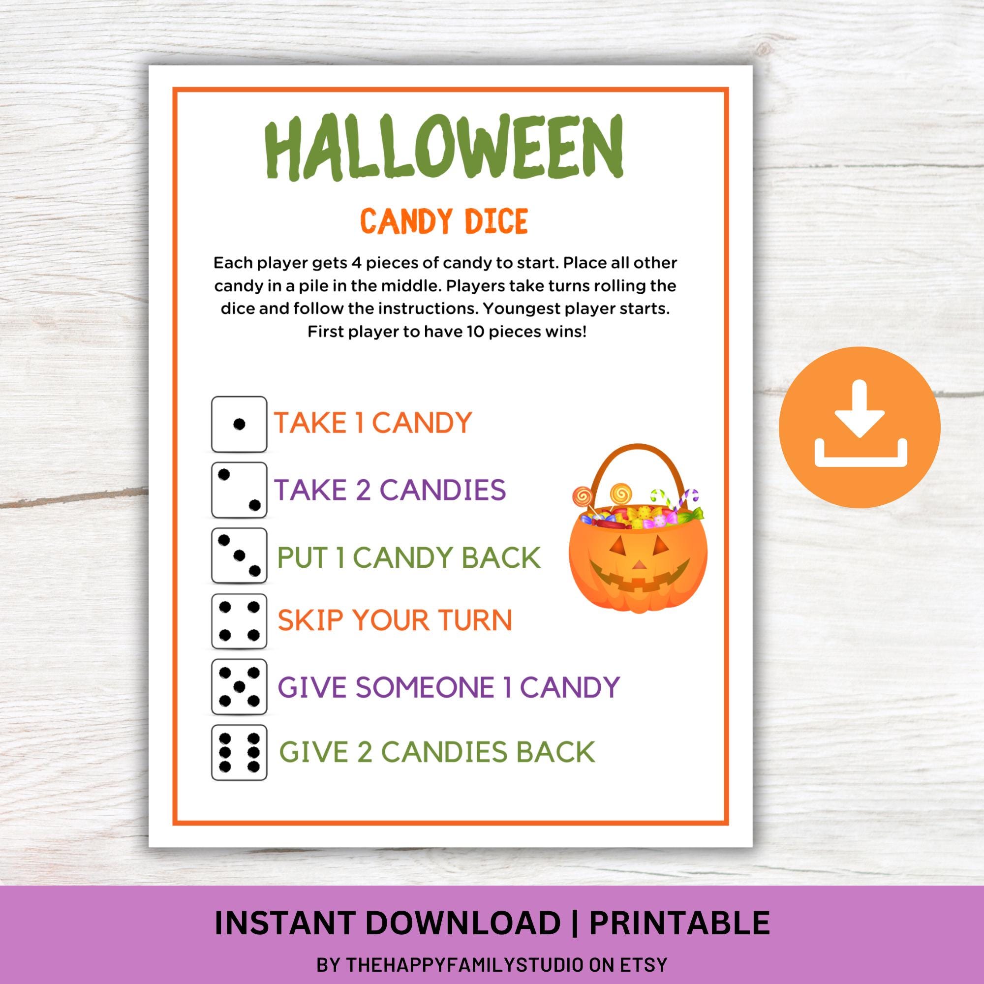Halloween Candy Dice Game, Halloween School Classroom Games, Halloween ...