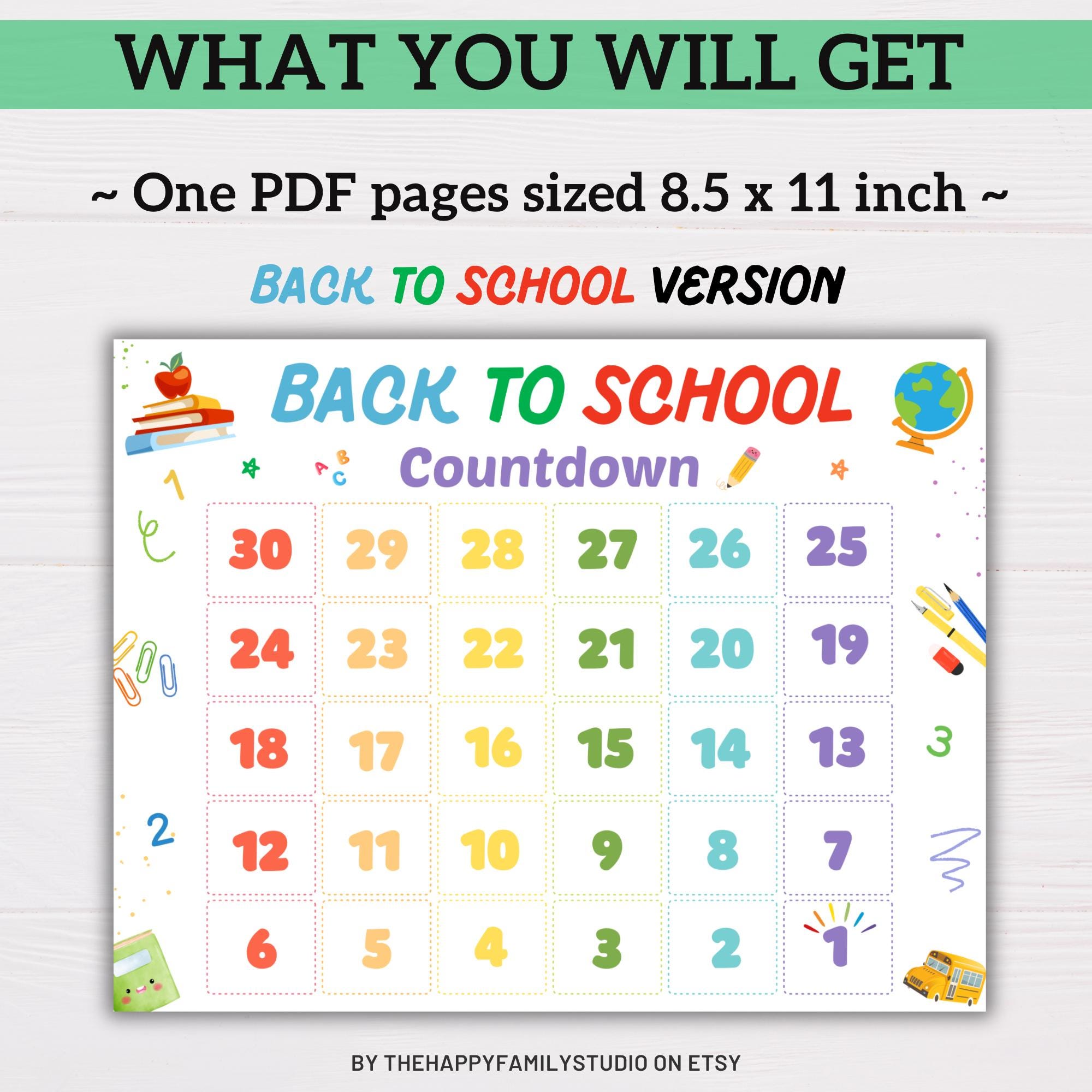 Back to School Countdown for Kids, First Day of School Tracker, 1st Day ...