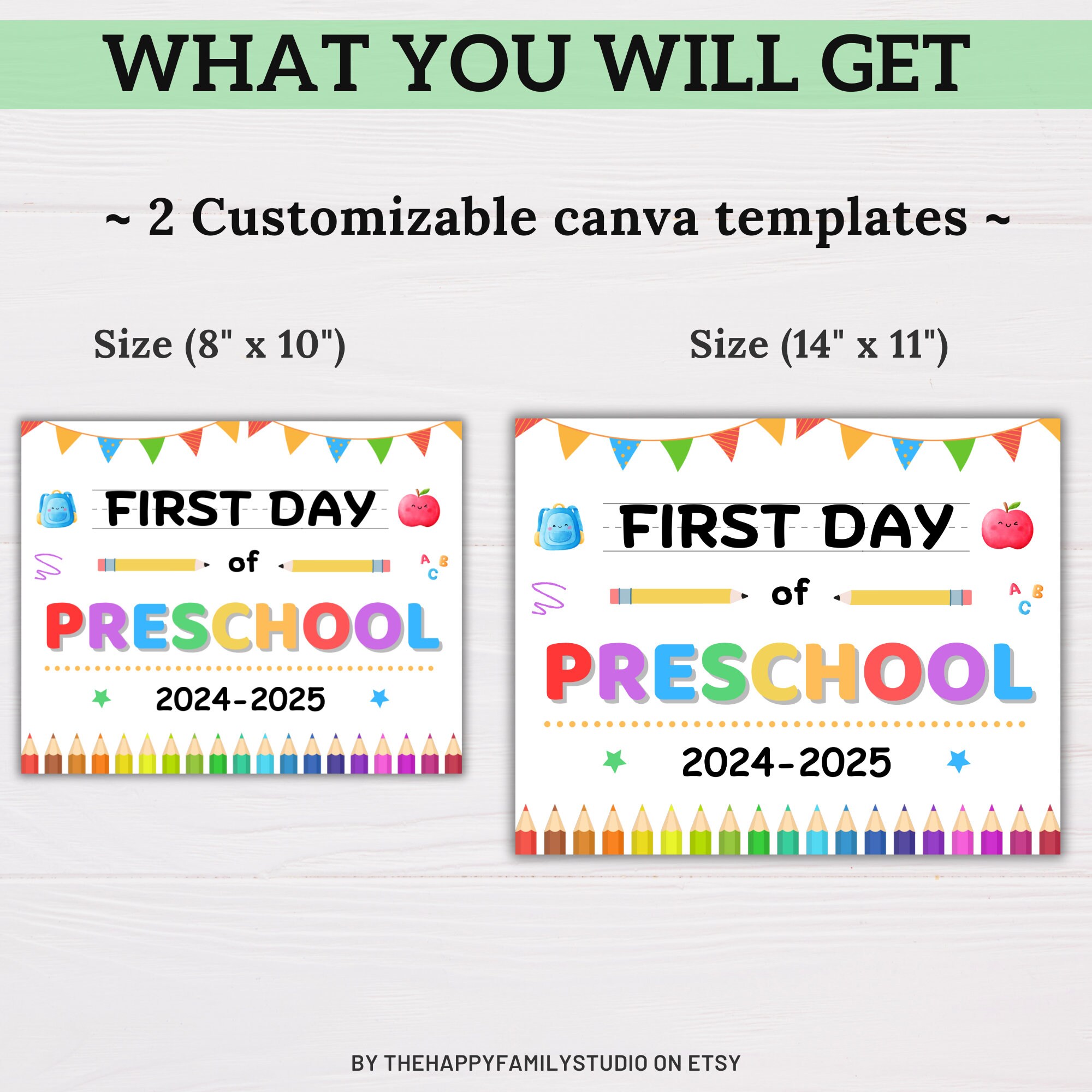 First Day of Preschool Printable Sign, 1st Day of School Sign, Back to ...