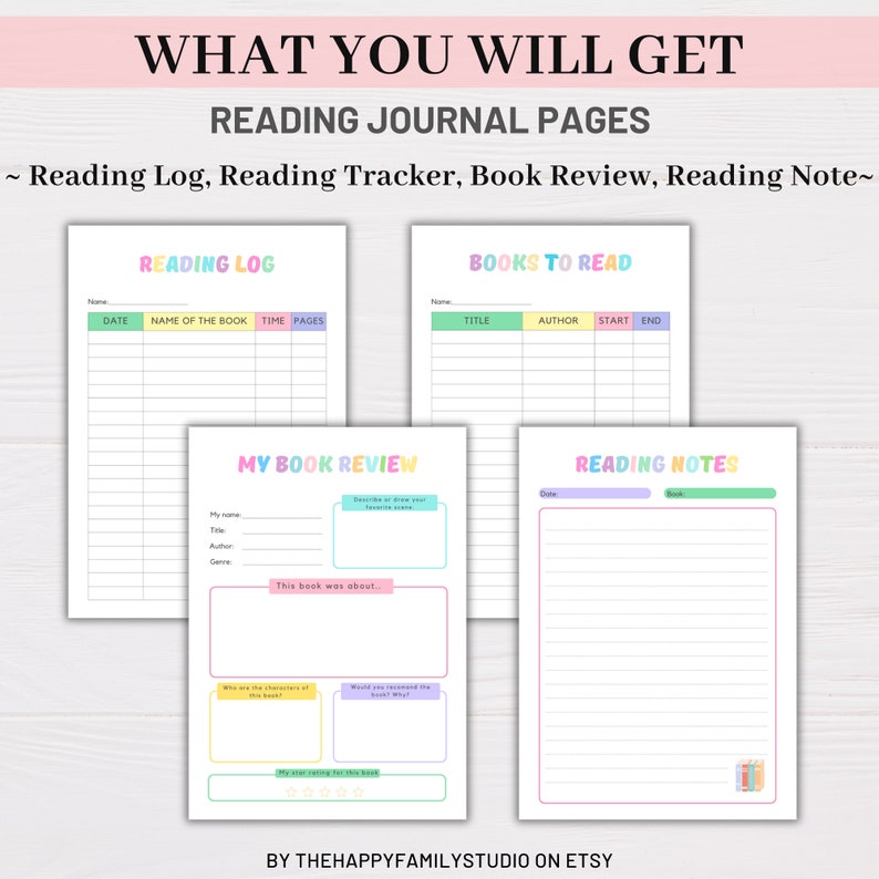 Kids Reading Journal Printable, Bookshelf Reading Tracker, Reading Log ...