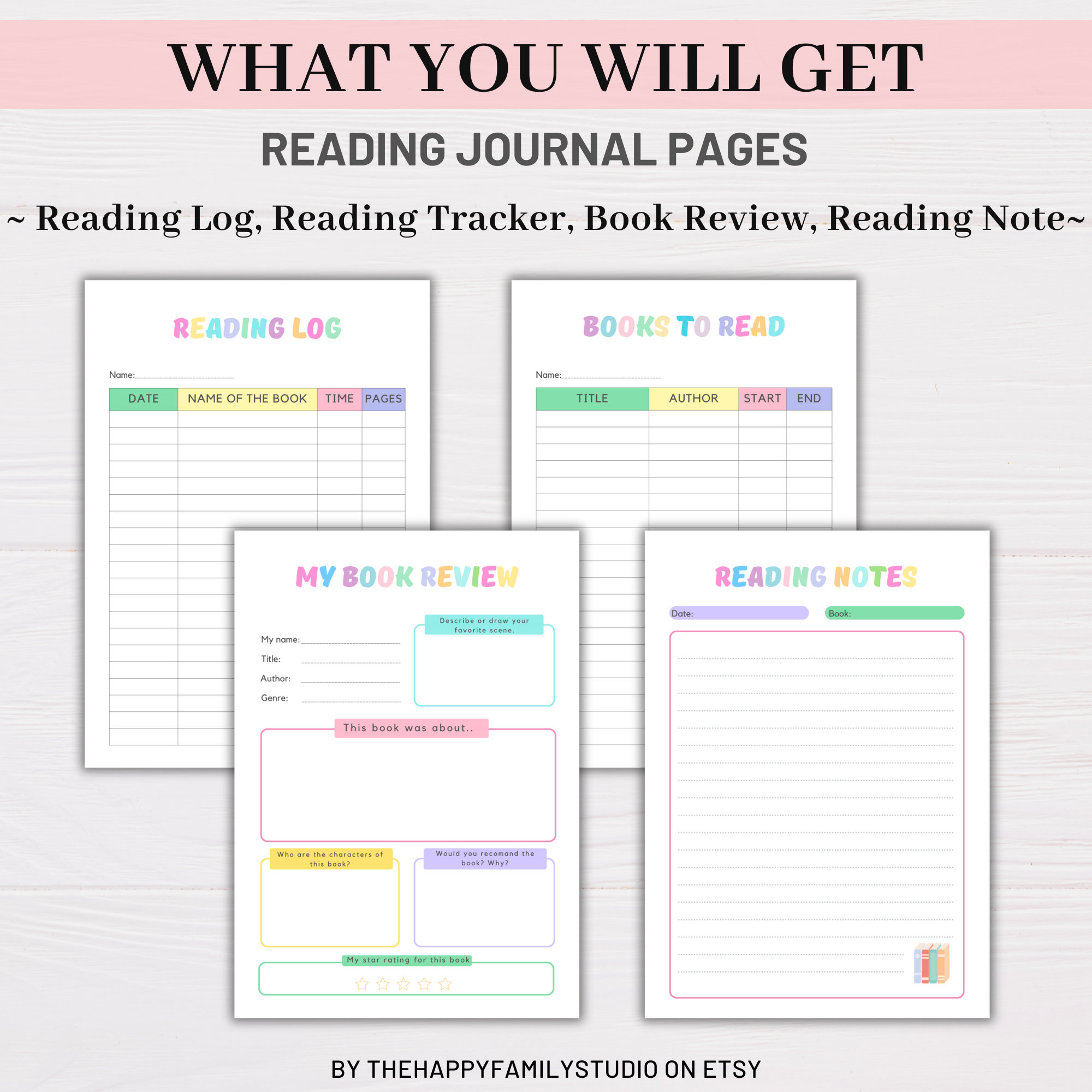 Kids Reading Journal Printable, Bookshelf Reading Tracker, Reading Log ...