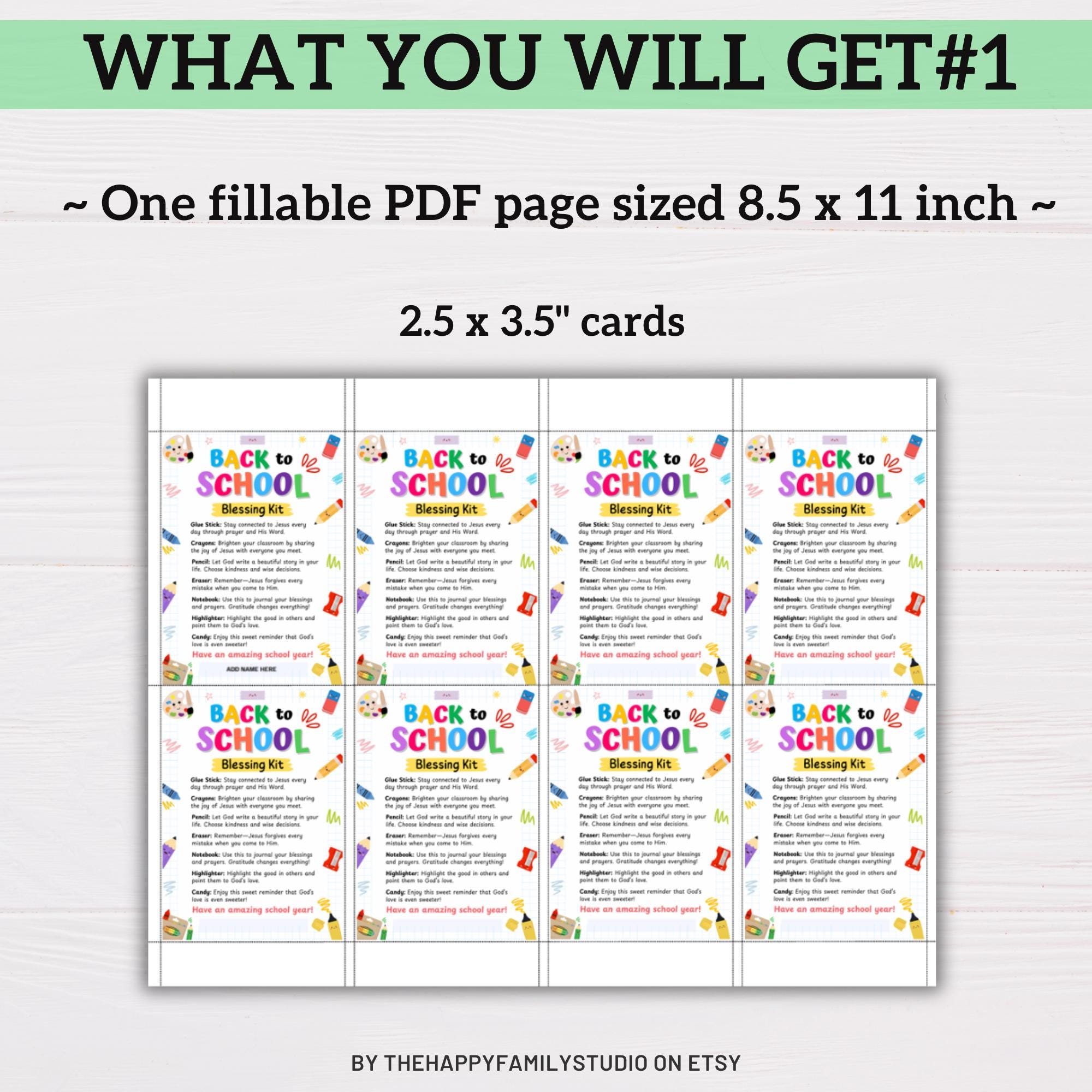 Back to School Blessing Kit, Gods First Day School Survival Kit Card ...