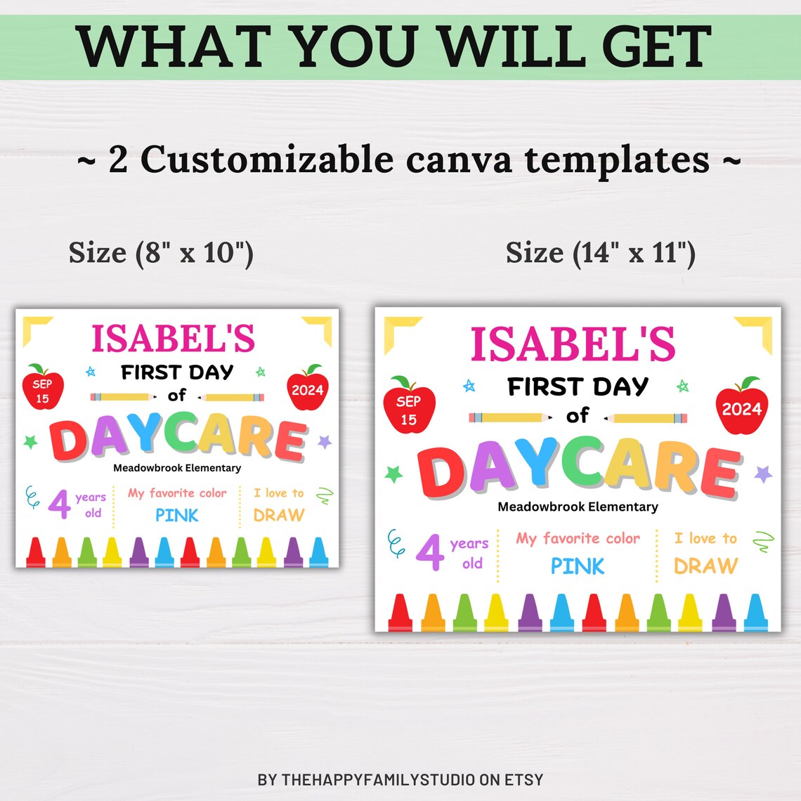 Editable First Day of Daycare Sign, Printable First Day of School ...