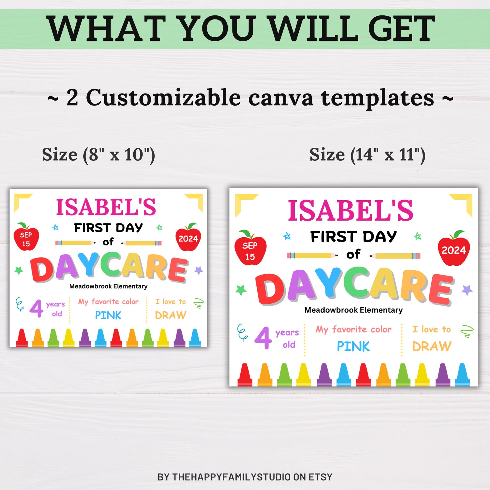 Editable First Day of Daycare Sign, Printable First Day of School ...