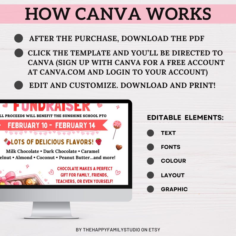Valentine's Day Chocolate Fundraiser Flyer Template, Printable Candy ...