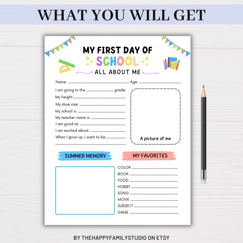 First and Last Day of School Interview, Back to School Questionnaire ...