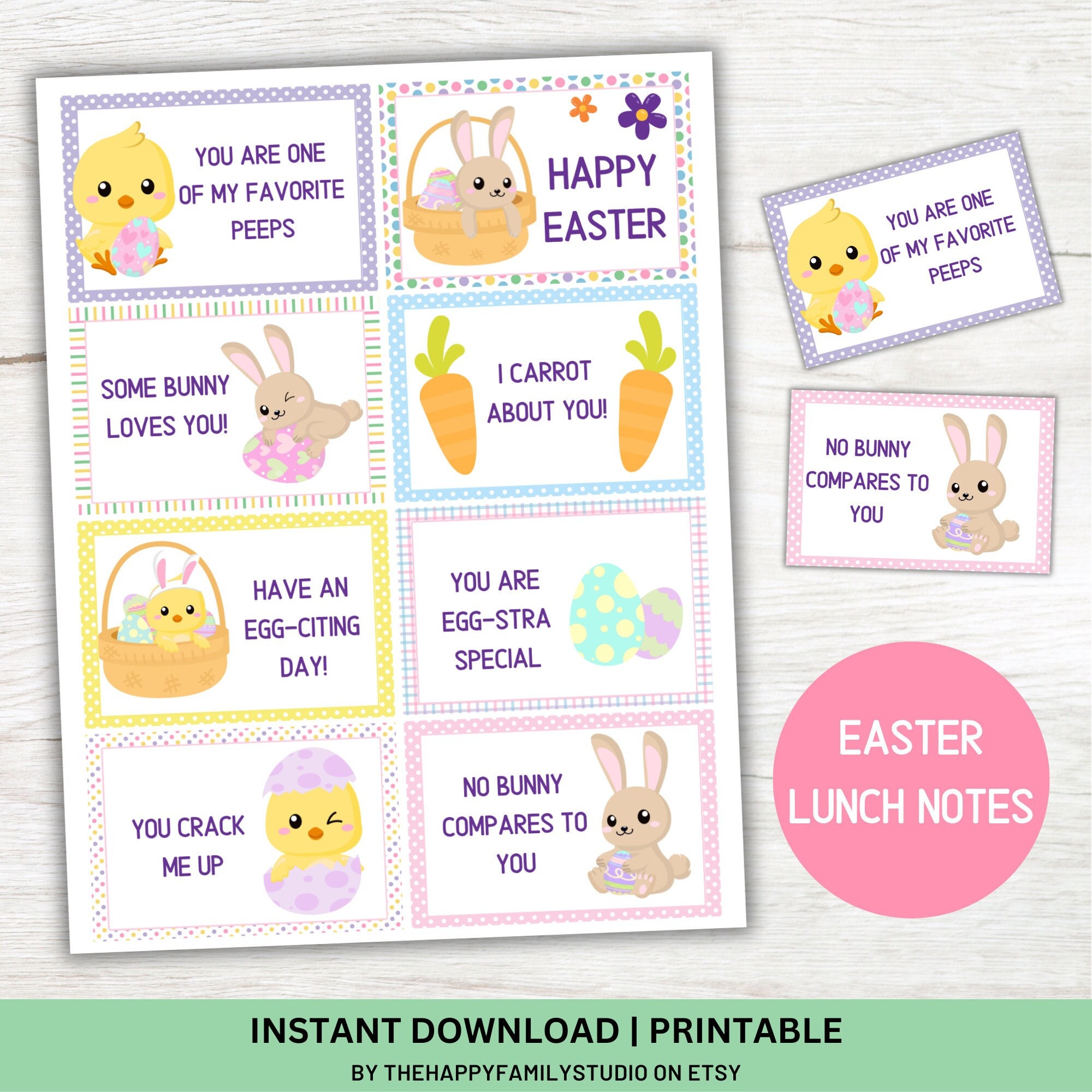 Easter Printable Lunchbox Notes for Kids, Spring Lunchbox Notes, Cute ...