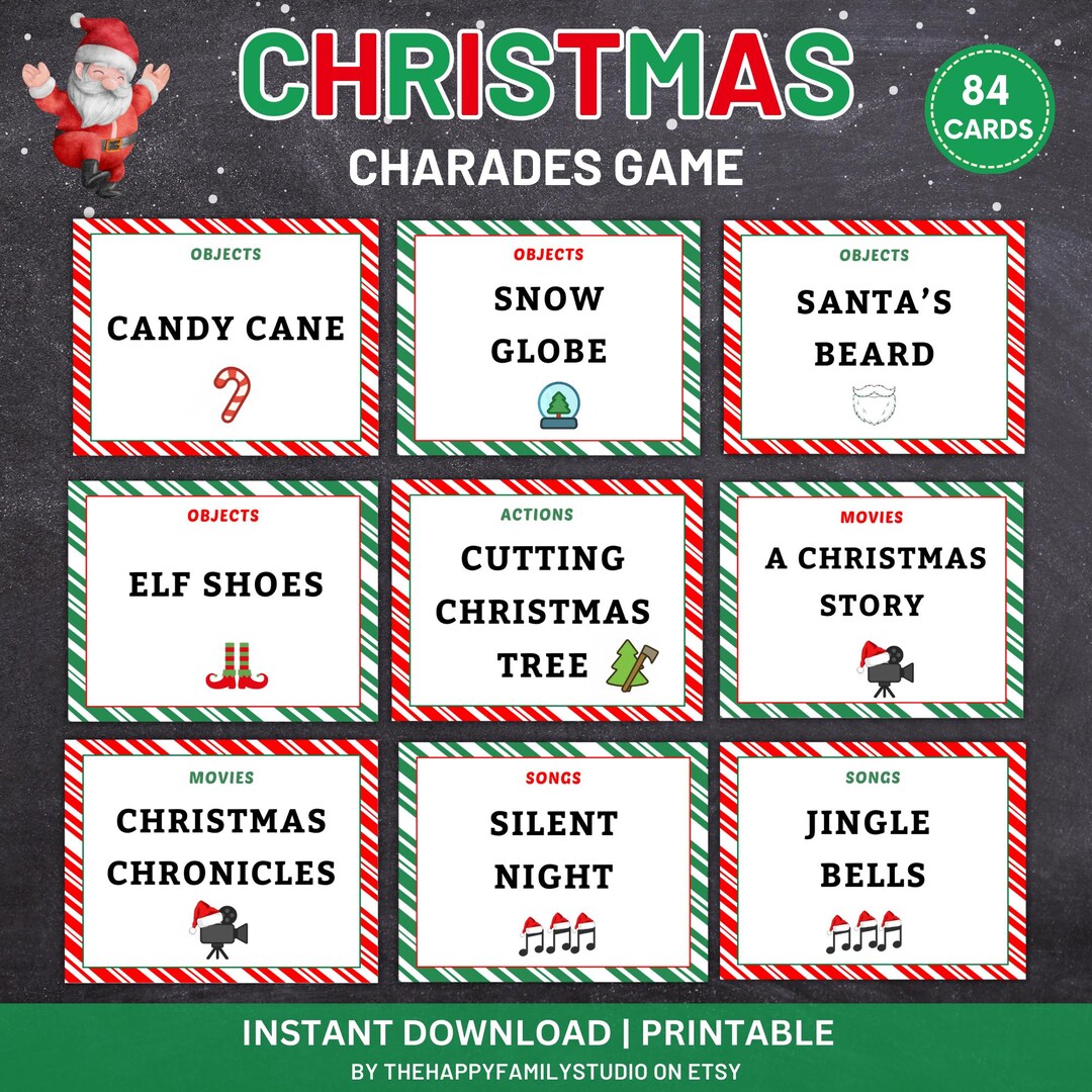 Christmas Charades Game, Christmas Party Games for Kids, Holiday Office ...