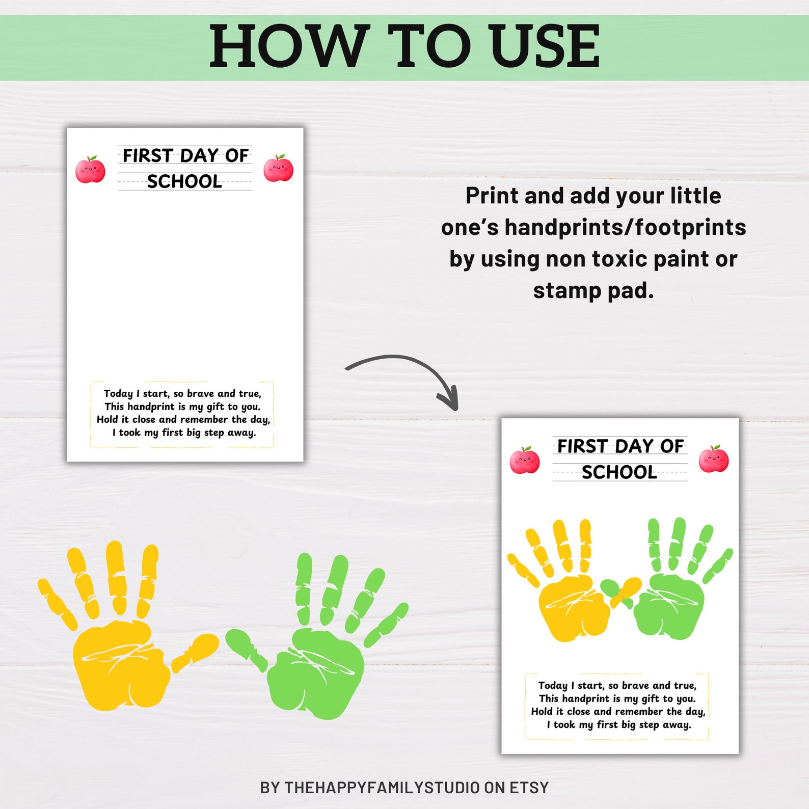 First Day of School Handprint Art, Back to School Handprint Craft, 1st ...