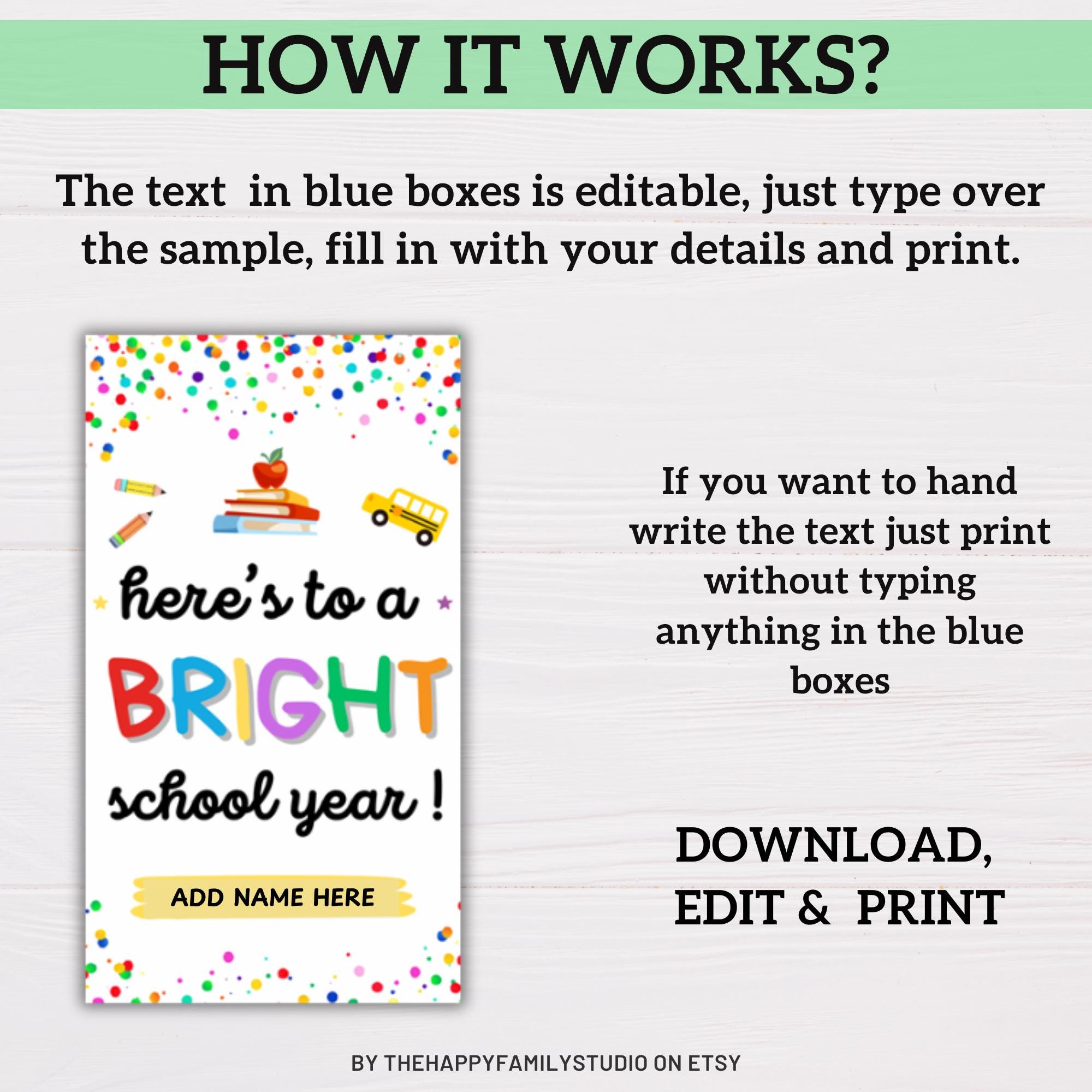 First Day of School Gift Tag, Welcome Back to School Tag, Here's to A ...